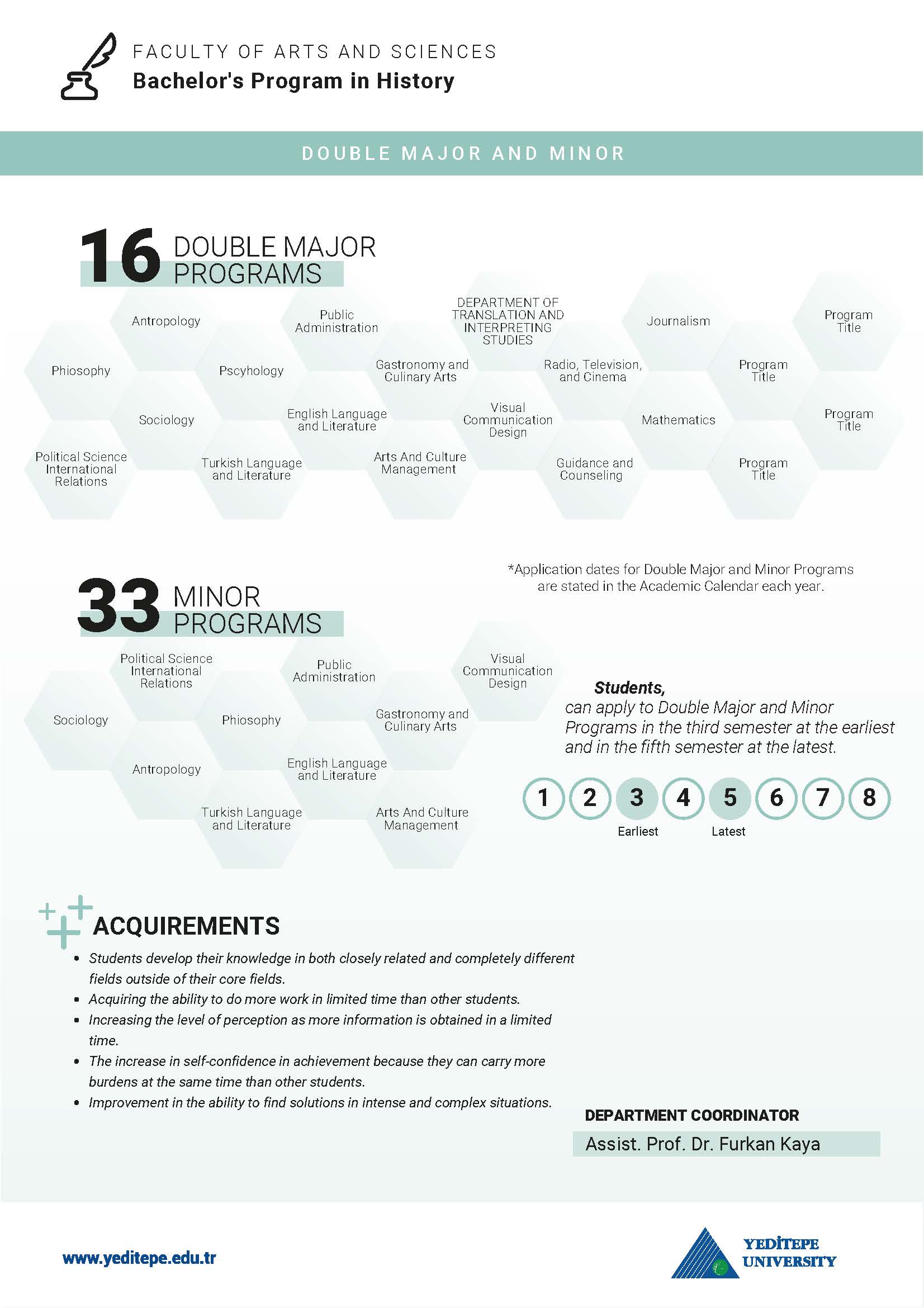 Double Major & Minor Programs | Yeditepe University